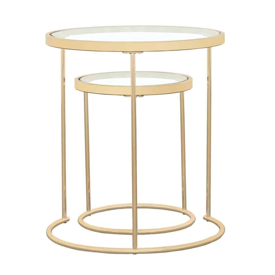 Maylin 2-piece Round Glass Top Nesting Tables Gold - KFROOMS